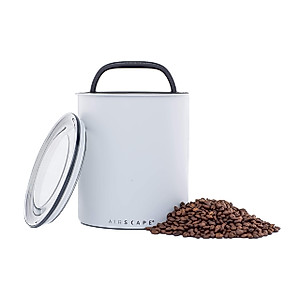 Airscape Kilo Coffee Storage Canister & Scoop Bundle - Large Food Container - Patented Airtight Lid 2-Way Valve Preserve Food Freshness, 2.2 lb Dry Beans (Large Kilo, Matte Gray & Brushed Steel Scoop)
