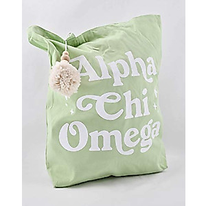 Alpha Chi Omega Retro Pom Pom Tote Bag