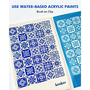 KEOKER 3PCS Tile Silk Screen Stencils for Polymer Clay, Tile Pattern Polymer Clay Stencil