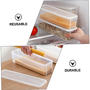 KICHOUSE 2Pcs Airtight Rectangular Pasta Noodle Storage Boxes Sealed Grains Canisters for Pantry and Refrigerator Organization for Spaghetti and Food Storage
