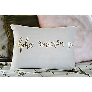 Sorority Shop Alpha Omicron Pi Pillow – Gold Script Design, 12" x 16" Lumbar Pillow Sorority