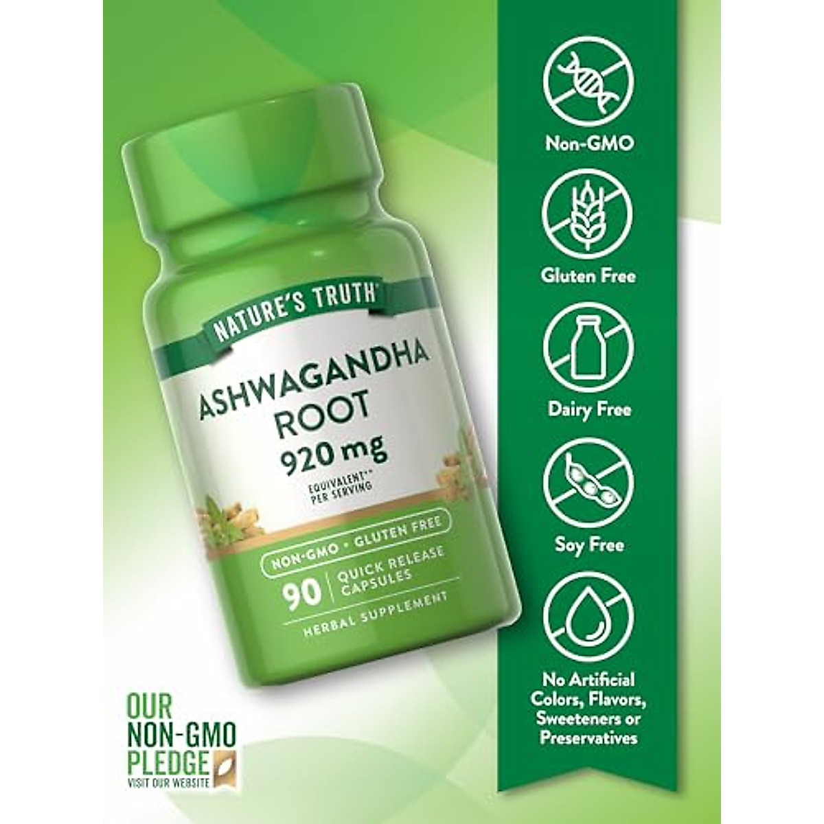 Nature's Truth Ashwagandha Capsules | 920 mg | 90 Count | Non-GMO & Gluten Free Supplement