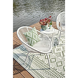 Signature Design by Ashley Mandarin Cape Casual All-weather Resin Wicker Outdoor Chairs with Table Set, Set of 3, White