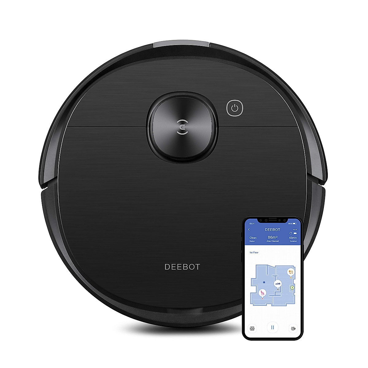 ECOVACS Deebot T8 AIVI Robot Vacuum Cleaner, Vacumming and Mopping in One-Go, Laser Mapping, Smart AI Object Recognition, On-Demand Live Video, Custom Clean, 3+ Hours of Runtime