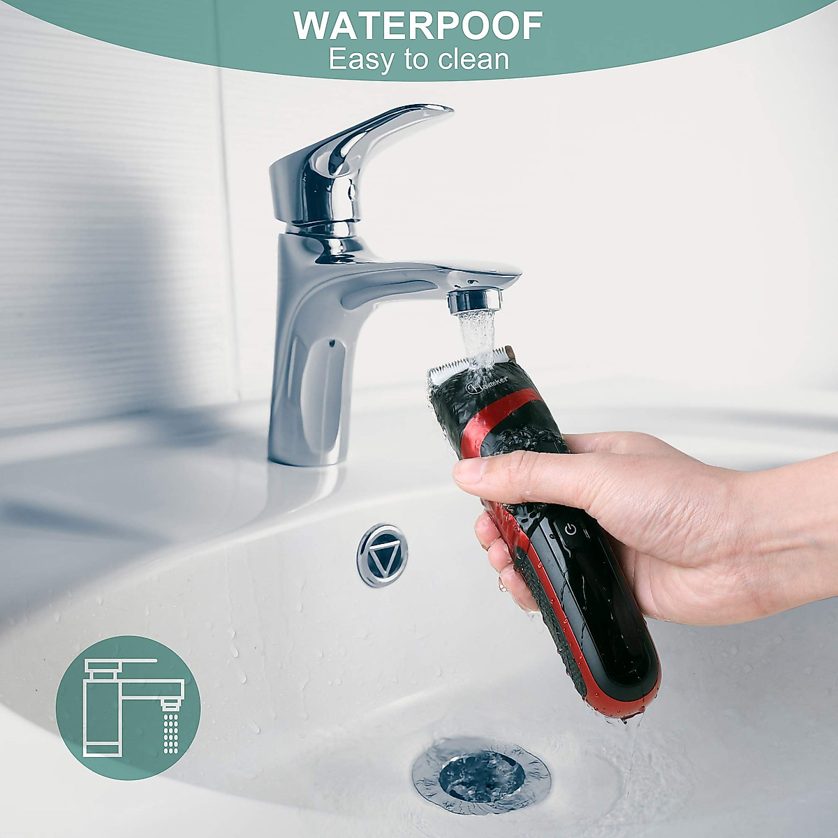 HATTEKER Hair Clippers for Men Cordless Hair Trimmer Professional Men's Beard Trimmer Waterproof Hair Cutting Kit with Fine Adjustment Wet/Dry