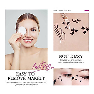 LAMUSELAND Eyeliner Stamp Wingliner, Waterproof Smudgeproof Liquid Eye Liner Gel Pen Set, Long Lasting Heart Black Thin Double Ended Pencil Makeup Tools for Women (A Star)