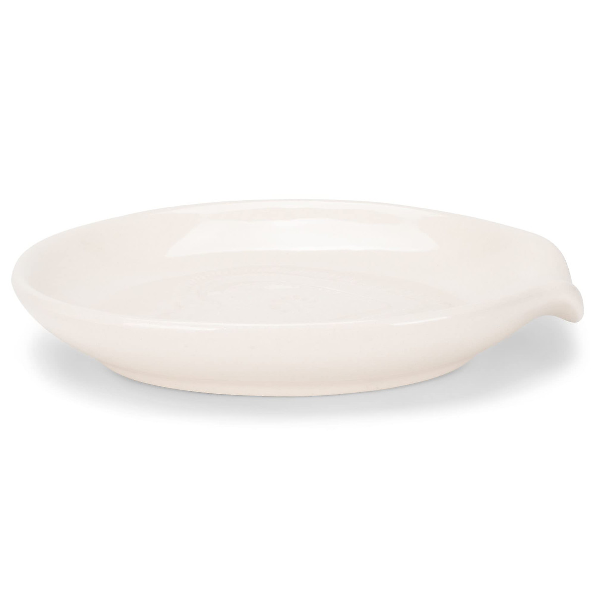 DEMDACO Heart Embossed Glossy Classic White 6 x 5 Stoneware Ceramic Oval Spoon Rest