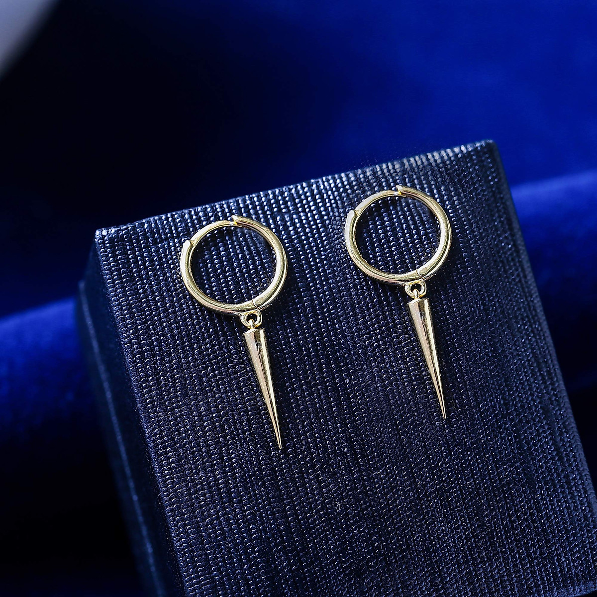 Milacolato 925 Sterling Silver Minimalist Spike Dangle Hoop Earrings for Women 18K Yellow Gold Plated Drop Charms Hoops Punk Earrings