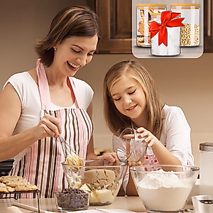 Glass Storage Jars with Airtight Bamboo Lid, Gencywe 27 OZ Glass Food Storage Jar with Labels, Airtight Glass Canisters, Clear Kitchen Container for Candy, Cookie, Rice, Coffee Beans, Snacks, Spices