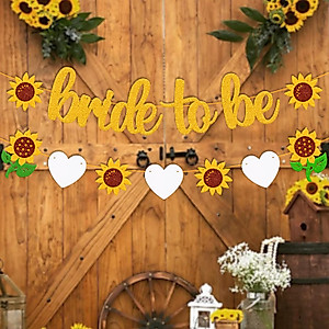 Bride To Be Banner Sunflower Bridal Shower Banner Sunflower Garland for Engagement Wedding Bachelorette Hen Party Supplies Glitter Gold Decoration