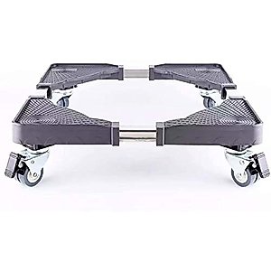 Universal Movable Adjustable Mobile Base for freezer washer dryer pedestal stand, with 8 Locking Swivel Wheels Anti vibration Mute Cart outdoor Roller Dolly Trolley for Washing Machine Stand Base