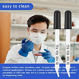 MRXBN Eye Dropper, Glass Medicine Droppers for Dose and Measurement 1 mL Capacity- Bent Tip Calibrated Dropping Pipettes for Essential Oils, Resin Stain and Other Liquids (Bent Tip 20pcs)