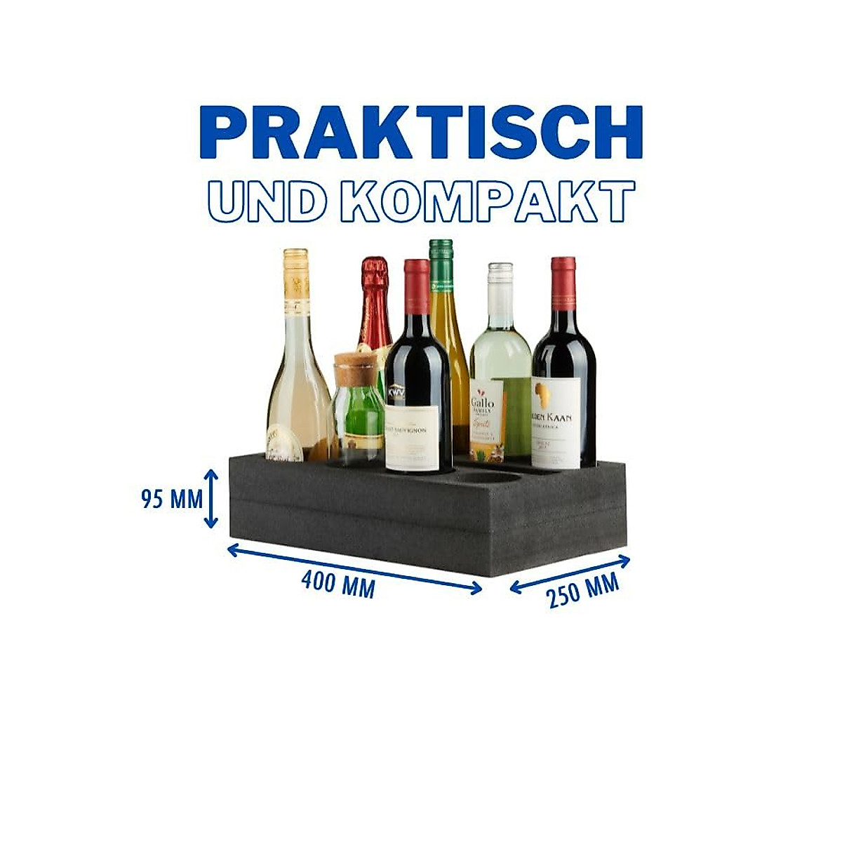 SCHAUMEX® - Foam Bottle Holder - Special Foam for Camping, Caravans, Motorhomes and Boats - Made in Germany - Space for 8 Bottles/Drinks
