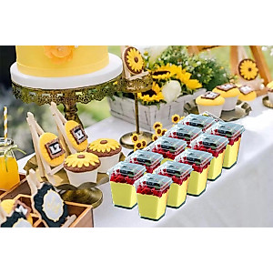 KETWOD 5-ounce transparent square dessert Cups (50 dessert Cups+50 Spoons)