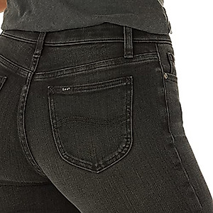 Lee Women's Ultra Lux Mid-Rise Slim Fit Straight Leg Jean, Black, 10