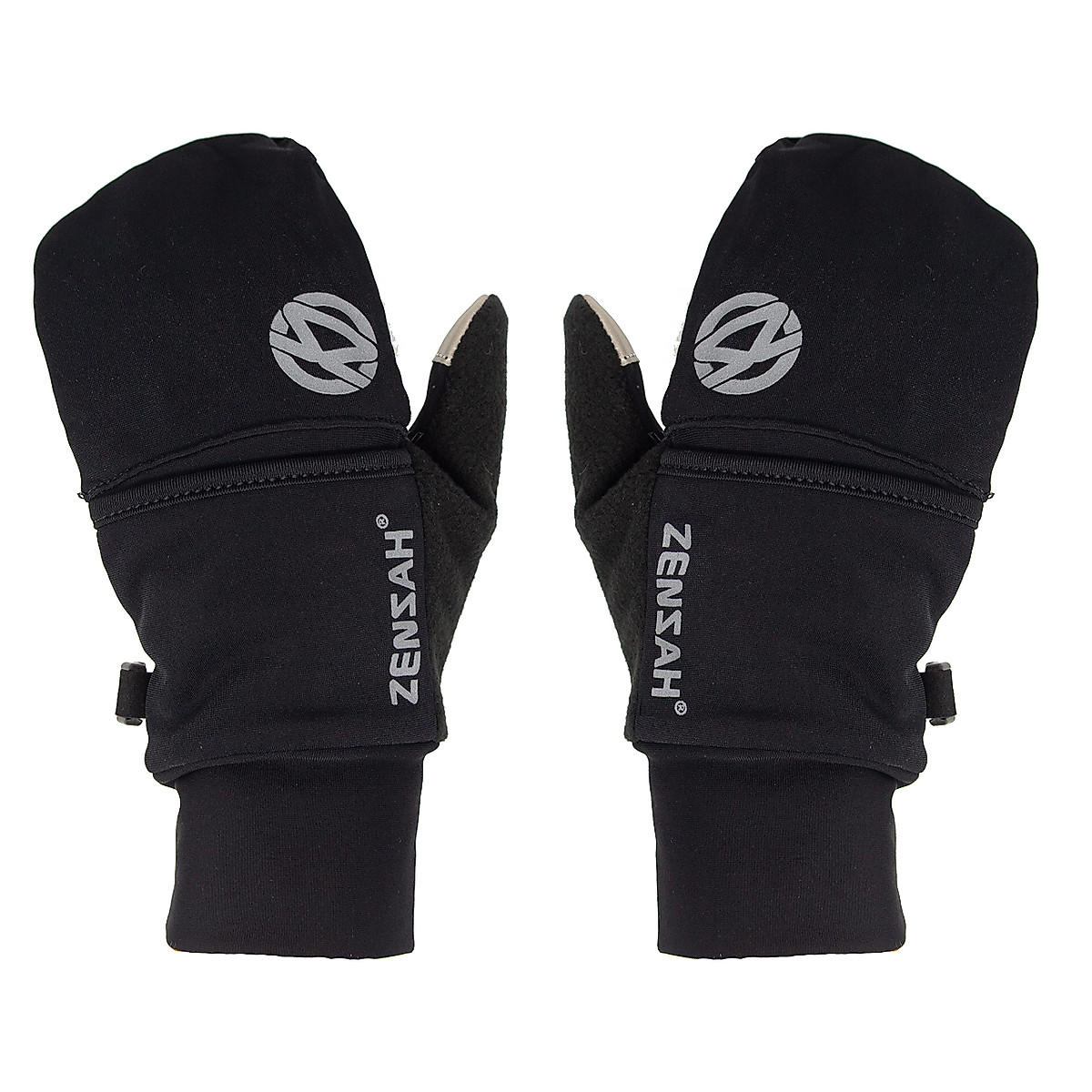 Zensah Convertible Running Mittens and Gloves - Warm Touchscreen Cold Winter Gloves for Women and Men (Black, Medium)
