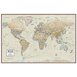 Swiftmaps 18" x 27" World Map Contemporary Premier Wall Map Poster Mural, Laminated, Made in the USA