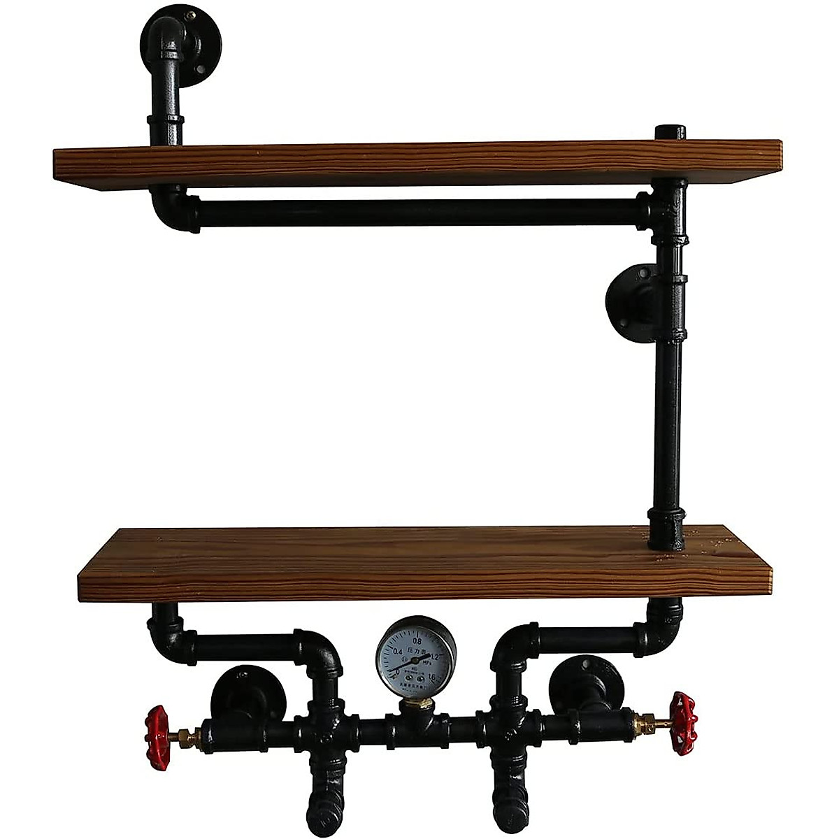 Wall Shelf, Industrial 2 Tier Floating Shelf Decorative Shelves Decorative Shelves Hanging Bracket for Living Room Kitchen Bedroom Bathroom Bar,Black