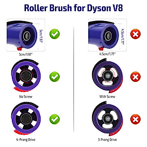 WIOR Roller Brush Roll Bar Replacement Compatible with Dyson V8 Cordless Vacuum Cleaner Part No. 967485-01, Brushroll Roller Brush Bar Replacement Attachment for Dyson V8