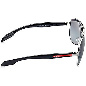 Prada Linea Rossa Lifestyle PS 53PS 1BC5W1 Steel Metal Aviator Sunglasses Grey Gradient Polarized Lens