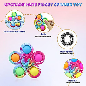 MeetYu Fidget Spinners 2 Pack, Tie Dye Pop Fidget Spinner Poppet for Kids Adult, Fidget Spinners for Christmas Party Favors Goodie Bag Fillers, Finger Spinner Fidget Toys Pack for Stress Relief
