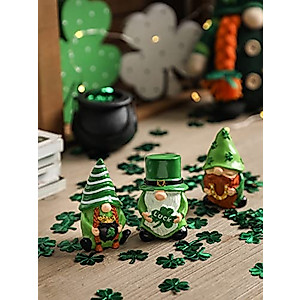 NEWLIGHTURE 3Pcs St. Patrick's Day Gnome Tiered Tray Decor, Lucky Gift Resin Gnome Decorations, Home Ornaments for Table, Shelf