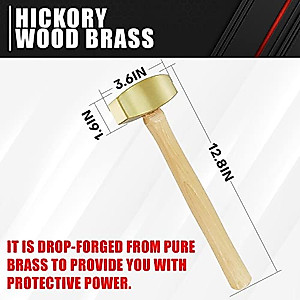C&T 2 Pound Solid Brass Non-Sparking Hammer with Hickory Wood Handle,Non Marring Non Sparking,2lb