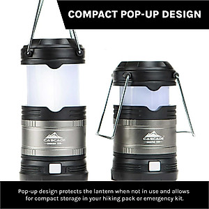 Cascade Mountain Tech Pop-Up IPX4 Water-Resistant LED Lantern with 4 Light Modes - 3 Pack