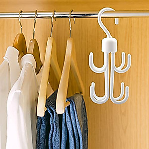 DEFUTAY Belt Hanger Scarf Tie Rack Holder Hook, 2 PCS Hangers for Closet,360 Degree Rotating Closet Clothes Hangers with 8 Claws for Hanging, Scarf,Hats, Towels,Bags, Shoes,Ties