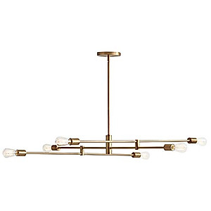 Amazon Brand – Rivet Mid-Century Modern Metal Rod Ceiling Pendant Light Chandelier - 48.9" x 42.6" x 43. 1", Brass