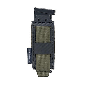 IDOGEAR Pistol Mag Pouch 9mm Magazine Pouches MOLLE Holder with Carbon Fiber Patterned PP Plate Construction Single Magazines Carrier(Ranger Green)