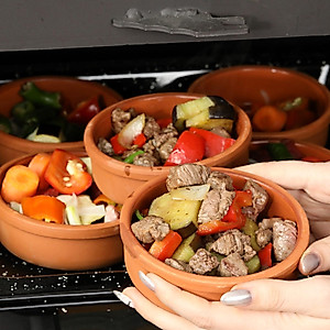 Clay Cooking Pots, 4.5" Terra Cotta, Clay Pots For Cooking - Rustic Clay Pan - Terra Cotta Hitit Dish – Turkish, Indian, Spanish, Mexican Cazuela Dishware / Cookware - Vintage Cooking Pot ( 6 Pack)