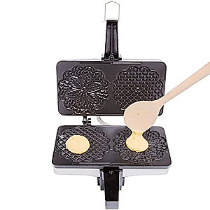 Pizzelle Maker - Non-stick Electric Pizzelle Baker Press Makes Two 5-Inch Cookies at Once- Recipe Guide Included- Easter Holiday Dessert Treat Making Made Easy- Unique Birthday or Any Occasion Gift