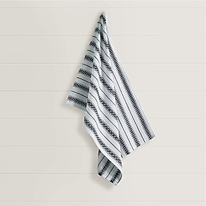Casa De Lan Premium Kitchen Towels Pack of 6 - Dish Wipes for Kitchen - Chain Stripe Towels - Tea Towels for Kitchen - Hand Cloths - 100% Ring Spun Cotton - 20'' x 30'' - Black