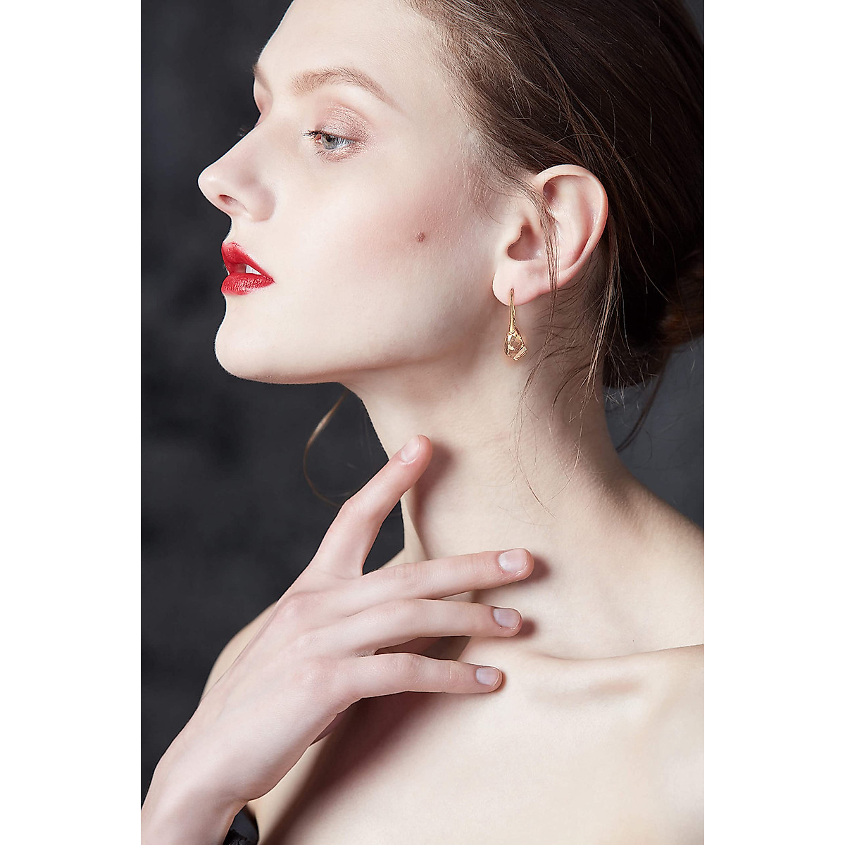 Meow Star Crystal Teardrop Earrings S925 Sterling Silver Dangle Earrings Gold Plated Earrings for Women (Gold)