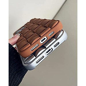 Ginkgonut Compatible with iPhone 13 Pro Case for Women/Girls, Cute 3D Laid Desgin Soft Silicone Shockproof Raised Bumper Corners Case for iPhone 13 Pro（Brown）