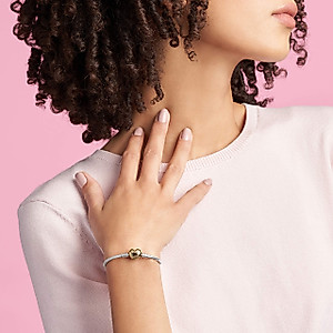 Pandora Moments Heart Clasp Snake Chain Bracelet - Two-Tone Charm Bracelet for Women - Compatible Moments Charms - Features Shine & Sterling Silver - Gift for Her - 7.5"