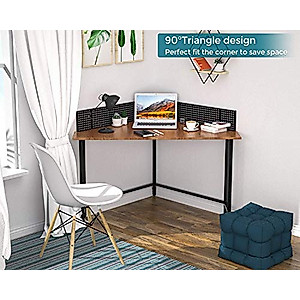 SAYGOER Computer Desk Industrial Corner Table for Small Spaces Home Office Workstation Study Writing Desk, Walnut Oak