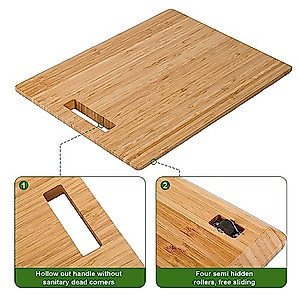 KLEVERISE Appliance Slider - Kitchen Caddy Appliance Sliding Tray Bamboo Wood Countertop Storage Accessory for Kitchen Appliance Coffee Maker Mixer Air Fryer Rolling Slider, Long 12x16
