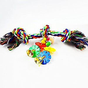 SONGBIRDTH Parrot Chew Toys - Bird Parrot Pet Colorful Rope Chewing Teeth Grinding Hanging Toy Decoration Bell for Medium and Small Parrot Colorful