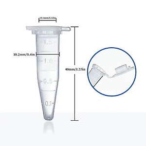 QOAEZK 1.5ML Micro Centrifuge Tubes,Clear Plastic Graduated Microcentrifuge Test Tubes with Attached Lid for Lab, EO Sterilized,Pack of 500pcs