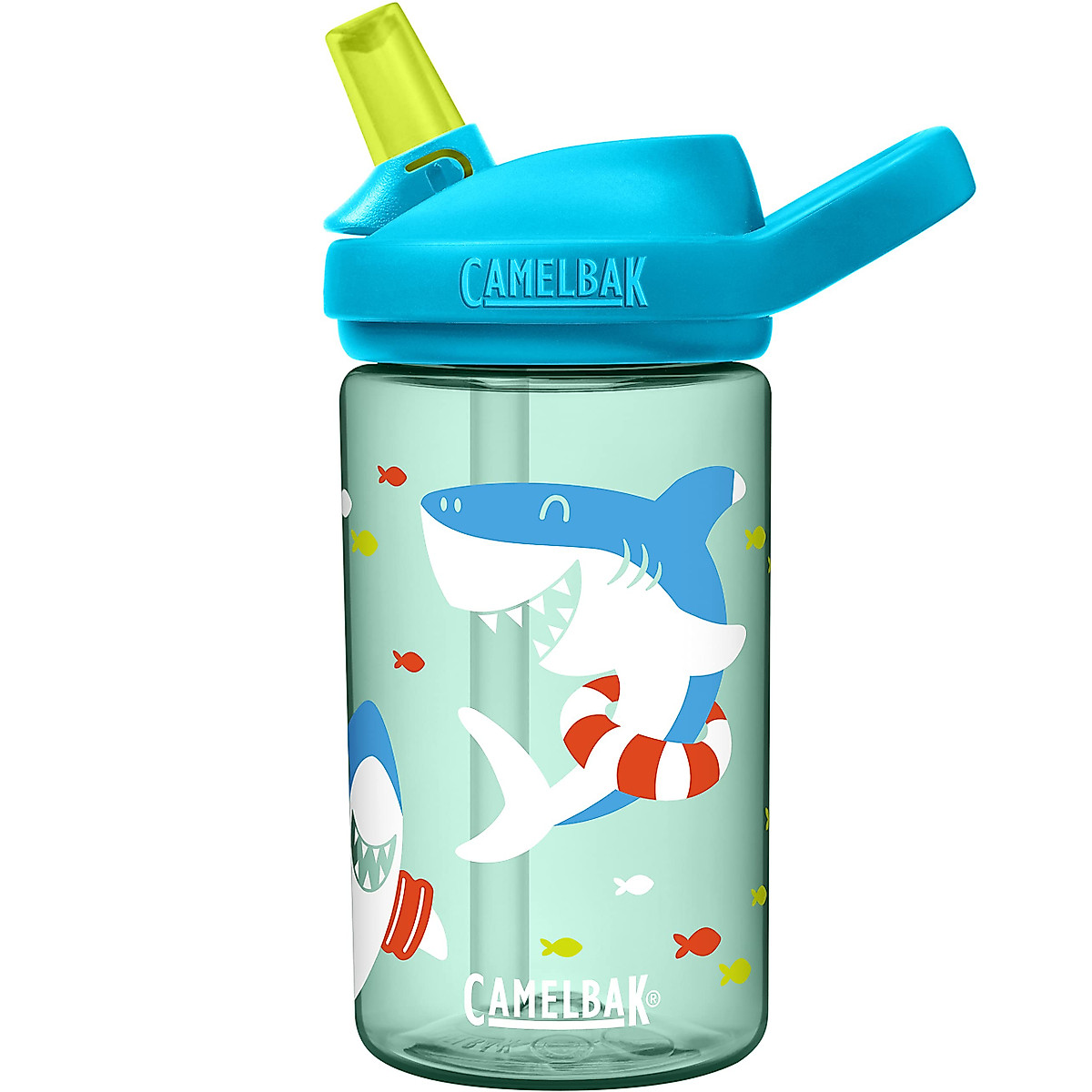 CamelBak eddy+ 14oz Kids Water Bottle with Tritan Renew – Straw Top, Leak-Proof When Closed, Summer Sharks