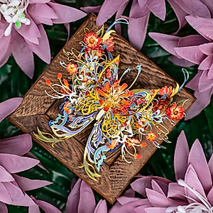 MU 3D Metal Puzzle Model Kits for Adult Flower and Butterfly D-Sunset, Assembled Metal Insects Puzzles for Beginner to Build, Birthday Xmas Gifts Brain Teaser DIY Set Home Decor