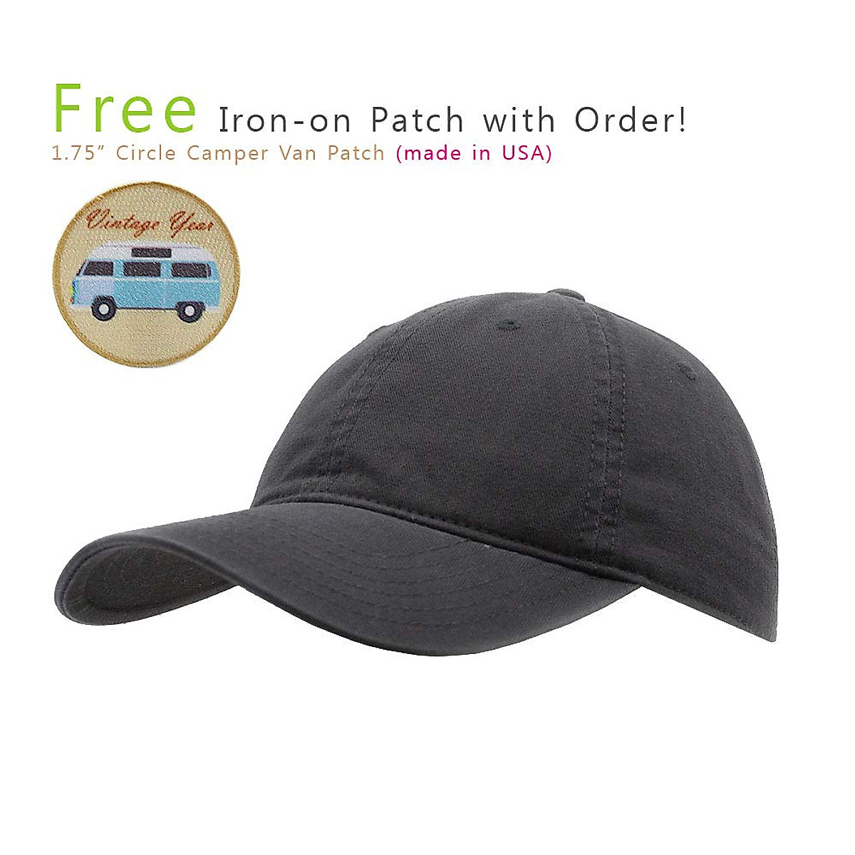 Classic Washed Cotton Twill Low Profile Adjustable Baseball Cap (Charcoal Gray B)