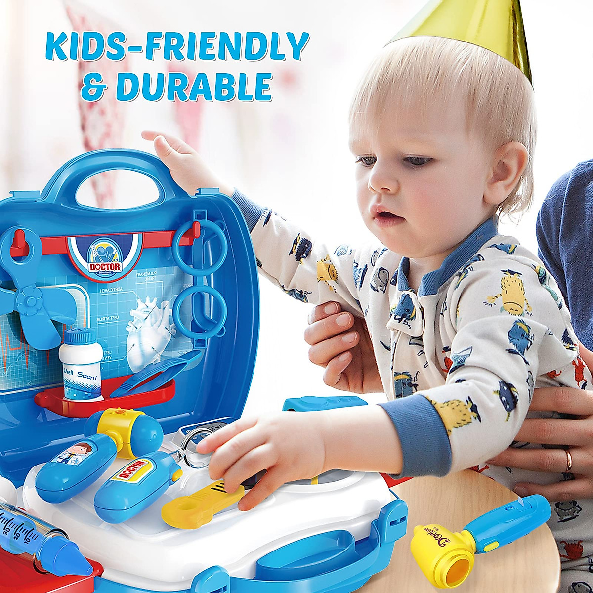 Toy Doctor Kit for Kids: 27Pcs Pretend Play Medical Doctor Playset with Carrying Case Electronic Stethoscope - Role Play Gift Educational Doctor Play Set for Toddler Boys Girls Ages 3 4 5 6