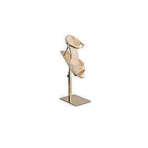 1 pcs Modern Gold Polished Shoe Riser Sandal Shoe Store Metal Shoe Display Stand Rack Stand Adjustable Height (Gold)