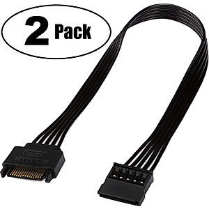 TeamProfitcom SATA Power Extension Cable, 15 Pin SATA Male to Female Extender Power Cable Adapter for Hard Drive Disk HDD, SSD (2 Pack) 24 Inches