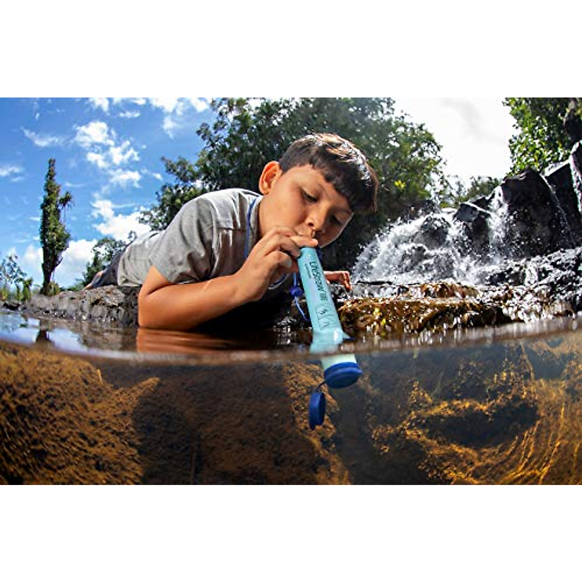 LifeStraw Personal Water Filter for Hiking, Camping, Travel, and Emergency Preparedness, 1 Pack, Blue
