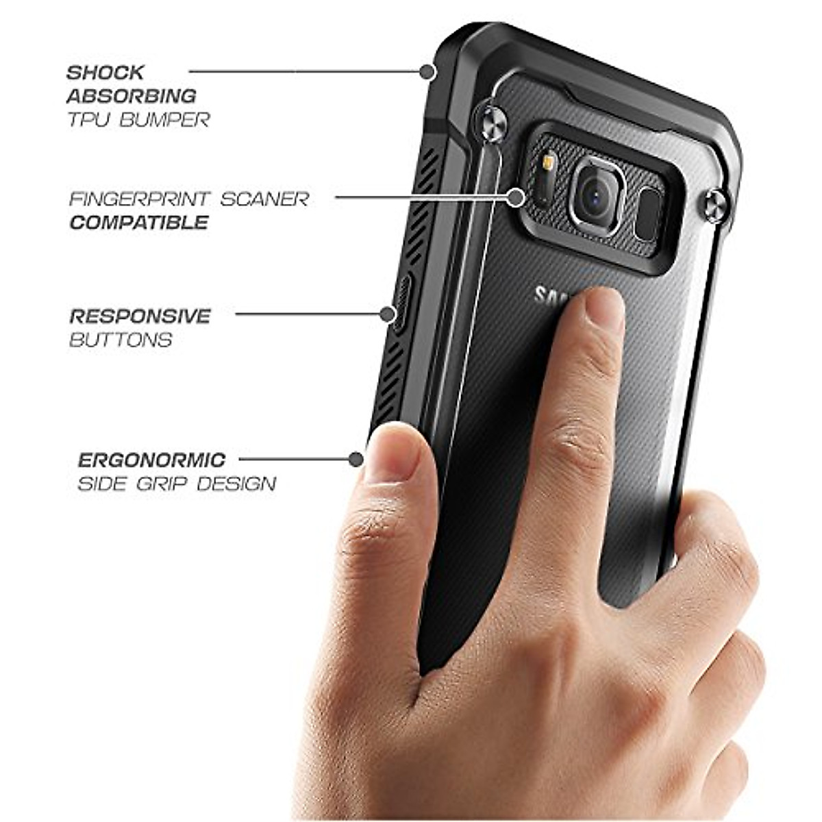 SUPCASE Samsung Galaxy S8 Active Case, Unicorn Beetle Series Premium Hybrid Protective Frost Clear Case for Samsung Galaxy S8 Active 2017 Release (Not Fit Regular Galaxy S8/S8 Plus) (Frost/Black)