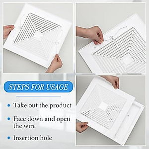 Baquler Exhaust Bathroom Fan Cover Bathroom Ceiling Fan Grille with Springs Plastic Replacement Vent Cover Wall Mount for Square Ceiling for Ventilation Fan (1, 12 x 12'')